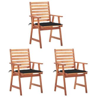 vidaXL Vidaxl - Garten-Essst&uuml;hle 3 Stk. mit Kissen Massivholz Akazie