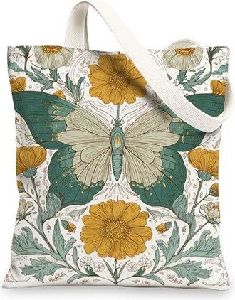 Generic Sacs fourre-tout en toile motif papillon, sacs de courses réutilisables, inspirés de la nature, artistiques, légers, lavables à lépaule B, multicolore