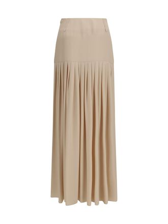 Crida Milano Womens Calla Long Skirt Viscose Cr&ecirc;pe Cream