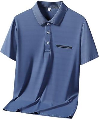 Generic Polo à manches courtes en soie glacée pour homme - Sensation de fraîcheur - Séchage rapide - En soie glacée - Respirant - Anti-rides - Chemise décontr