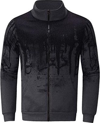 Generic Veste Longue Homme - Mode homme manteau chaud veste Splash-ink col montant veste décontractée sport fermeture éclair ample chaud sweat vestes Veste D 