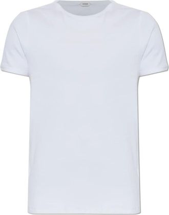 Versace Homme, Tops, Blanc, Taille: 2XL T-shirt en jersey de coton c&ocirc;tel&eacute; brod&eacute;