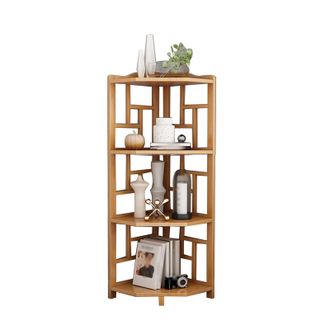 Generic Eck-B&uuml;cherregal, dreieckiges B&uuml;cherregal aus Holz, B&uuml;cherregal, geeignet for die Aufbewahrung von B&uuml;chern, Fotoalben und Dekorationen zu Hause(31x31x9