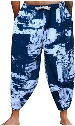 Generic Short de bain pour homme - Short d&eacute;t&eacute; pour homme - Pantacourt de radis tha&iuml;landais - Mode masculine - Grande taille - D&eacute;contract&eacute;, bleu, 3XL