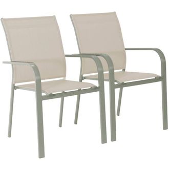 Sweeek 2er-Set stapelbare Gartensessel aus Aluminium und Textilene