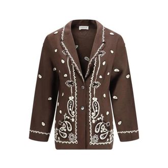 P.A.R.O.S.H. P.a.r.o.s.h., Femme, Blouses et Chemises, Brun, Taille: 38 FR Chemise Casual en Lin &agrave; Motifs