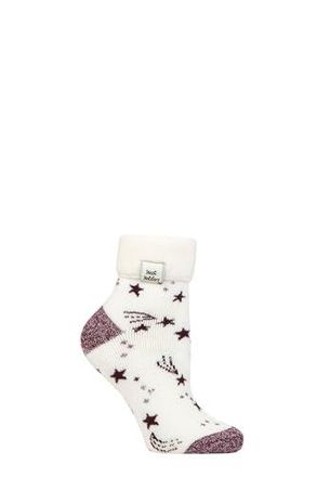 Heat Holders SOCKSHOP Femme Chaussettes - Retourner le brassard Sleep Lite, Lit thermique &eacute;pais et chaud Chaussettes, &Agrave; motifs, 1 Paire Taille 37-42 Ivoire/Caberne