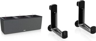 Lechuza Trio Cottage 30 granit 15003 & Balkonkastenhalter Schwarz(1 Stück = 1 Paar) schwarz 19033