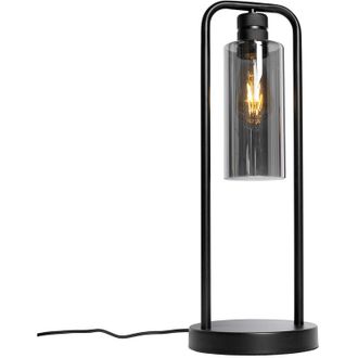 QAZQA Moderne Tischlampe schwarz mit Rauchglas - Stavelot