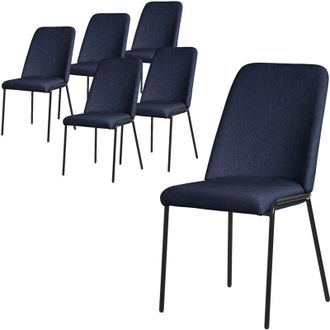 ML Design ML-Design Esszimmerst&uuml;hle 6er Set Dunkelblau, K&uuml;chenst&uuml;hle mit Stoffbezug & Metallbeinen, Wohnzimmerstuhl mit R&uuml;ckenlehne, Polsterst&uuml;hle f&uuml;r