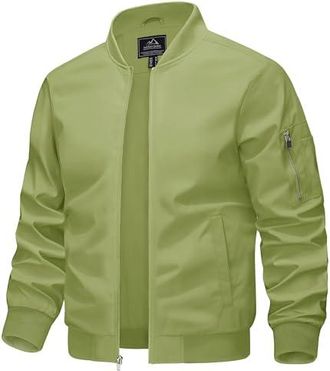KEFITEVD Jacket Hommes Printemps Été Cargo Vestes Manteaux Coupe Vent avec Poches Zippées Mâle,Olive Vert,2XL