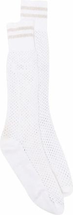 Brunello Cucinelli Femme, Sous-vêtements, Blanc, Taille: S Chaussettes à Bordure Rayée