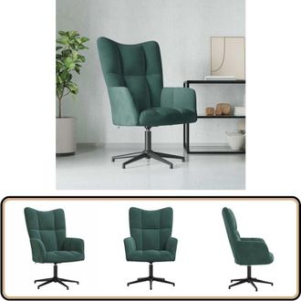 vidaXL Relaxsessel Dunkelgrün Samt - Samtsessel - Wohnzimmersessel - Drehsessel - Beistellsessel - Lounge Chair