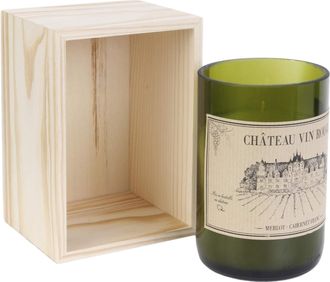 The Home Deco Factory Home Deco Factory BO5392 Duftkerze, Flasche Wein, Burg, Rotwein oder südlicher Rosé-Bereich, Duft: Sandelholz, Glas, Box, Holzkiste, Grün und Beige, H