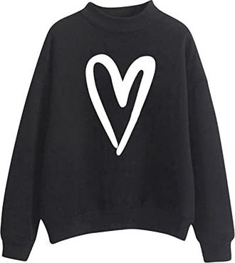 Generic Sweat &agrave; capuche imprim&eacute; &agrave; col rond pour femme 2026, Noir, XXL