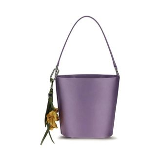 Self Portrait Sac seau en satin avec breloque florale - Femme - Sacs - Violet - Taille: ONE Size