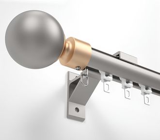 Generic Einzel-vorhangstange, Schienenvorhang, Vorhangschienen-Set Mit Rundem Dekorativem Kopf, Wandvorhangschiene F&uuml;r Wohnzimmer Schlafzimmer Balkon(Gray,250