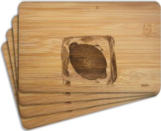 Wallario 4er Set Frühstücksbrettchen aus Holz, Holzunterlage, Holzbrettchen Zitrone in Eiswürfel - Eiskaltes Obst, Größe 22 x 14 cm