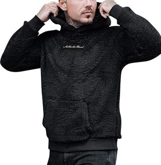 Generic 2026 Sweat Homme Sweat &agrave; Capuche Homme en Polaire Douce Confortable avec Design &eacute;Tiquette Lettr&eacute;E Et Poches Pratiques pour Tenue D&eacute;Contract&eacute;E Automnal