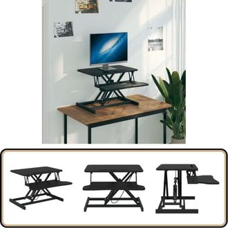 vidaXL Arbeitsstation Verstellbar 60x40x(13-41,5) cm Stahl - Stehpult - Höhenverstellbar - Schreibtisch - Bürostuhl - Ergonomie