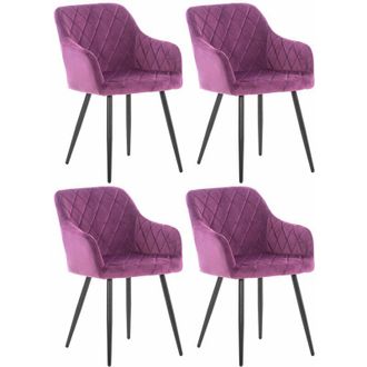 Clp Lot de 4 chaises de salle à manger Shila avec Piètement en Métal noir Violet Velours