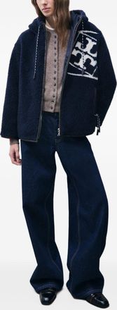 Tory Burch Logo Fleece Jacket - Navy