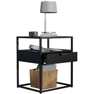 ebuy24 Table de nuit Flokas H. 55 x L. 45 x P. 40 cm Noir