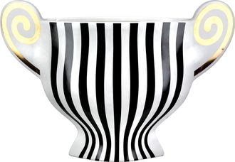 Gilde Vase Anphora - Keramik - gestreift wei&szlig; - H&ouml;he 22cm x Breite 33cm - wasserdichte Dekovase