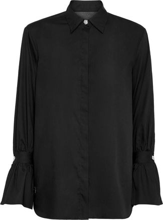 Philipp Plein Femme, Blouses et Chemises, Noir, Taille: 38 FR Shirt Coupe Standard