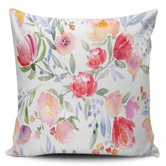 Generic Aquarellblume (Botanisch) Couchkissen Quadratische Sofakissenbezug Komfort Kissenhülle Für Büro Bett Schlafzimmer 45X45Cm