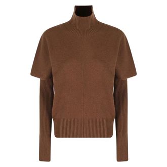 Federica Tosi Strickpullover mit hohem Kragen und &Auml;rmelstulpen - - Knitwear - Damen - Braun - S