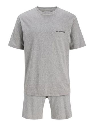 Jack & Jones Tee and Set W Jaceverest SS Ensemble t-Shirt et Short W, Gris Clair chin&eacute;, S (Lot de 2) Hommes