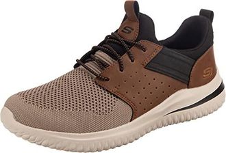Skechers Homme Delson 3.0 Basket, Brown Tan Knitted Mesh W/Synthetic, 45 EU