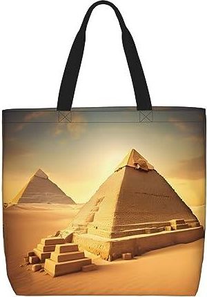 Generic Pyramide &Eacute;gyptienne Dans Le D&eacute;sert Sac A Main Femmes Imperm&eacute;able Sacs De Courses Pliable Sac Fourre-Tout Pour Gym Universit&eacute; Voyage