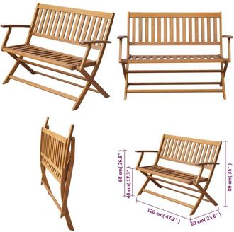 vidaXL Vidaxl - Gartenbank 120 cm Massivholz Akazie - Holz Gartenbank - Akaziengartenbank - Klappbare Gartenbank - Gartenm&ouml;bel - Balkonm&ouml;bel - Home & Living