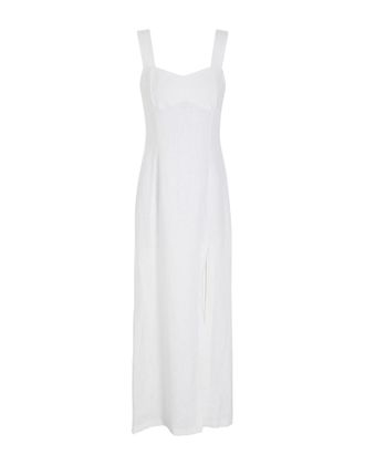 8 by YOOX LINEN FRONT-SLIT LONG DRESS