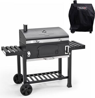 Taino Taino - hero xxl Set Fumoir Barbecue Grill Chariot Charbon de Bois Fumoir Four Hotte