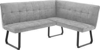 Byliving Eckbank TALEA/Webstoffbezug in hellgrau, Gestell in schwarz/Gro&szlig;e Eckbank L-Form, Langer Schenkel Links, komfortable Nosaqfederung/Sitzbank/Essbank/Ma