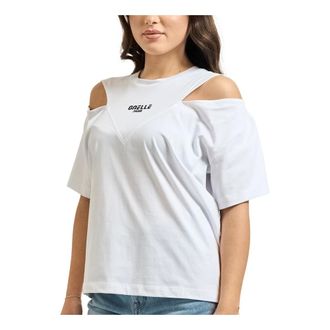 Ga&euml;lle Paris Femme, Tops, Blanc, Taille: 36 FR T-Shirt Col Rond Manches Courtes Avec D&eacute;tail D&eacute;coup&eacute; Aux &Eacute;paules