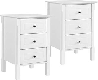 Yaheetech 2er Set Nachttisch Nachtschrank mit 3 Schubladen Boxspringbett Nachtkommode Beistelltisch Stabiler Sofatisch Konsole Schrank f&uuml;r Schlafzimmer/Wohnzimm