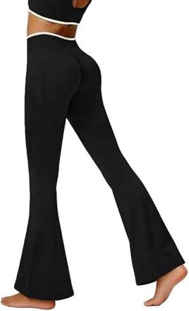 Generic Legging de yoga avec design contrast&eacute;, jambes &eacute;vas&eacute;es et taille pour femme, extensible, confortable et sportif. Pantalon de fitness pour femme 7/8, No