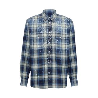 Dsquared2 Blaues kariertes Hemd Lange &Auml;rmel - - Shirts - Herren - Blau - 2XL
