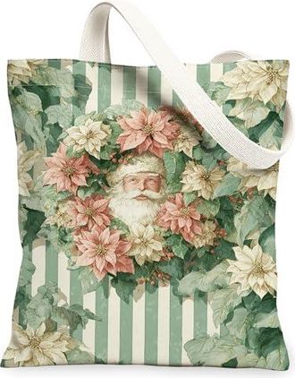 Generic Sac fourre-tout vintage en toile &agrave; motif floral r&eacute;tro avec imprim&eacute; botanique r&eacute;utilisable, l&eacute;ger et lavable, pour voyage, plage, pique-nique, 33 x 38,