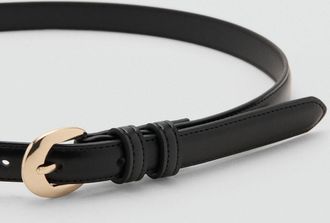 Mango Ceinture fine &agrave; boucle noir - Femme - XL - MANGO