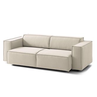 Studio Copenhagen home24 2,5-Sitzer Sofa Wei&szlig;/Altwei&szlig; Webstoff Osta 223 x 70 x 96cm Sitztiefenverstellung Modern