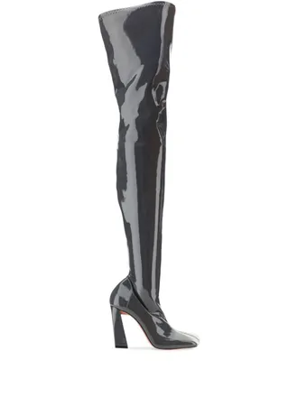 Amina Muaddi bottines Marine - Gris