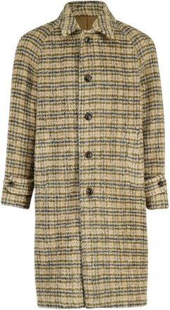 PIACENZA 1733 Piacenza 1733, Homme, Manteaux, Multicolore, Taille: XL Manteau Beige &agrave; Carreaux en Laine et Soie
