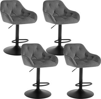 Woltu Barhocker 4er Set, Barstühle höhenverstellbar, Drehbare Hocker mit Samtbezug, Thekenhocker mit Armlehmen und Fußstütze, Tresenstuhl für Bar Theke