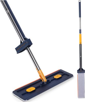 Valiclud Flachwischer Bodenwischer Mit Dickem Mikrofaser Bezug Blau Waschfreier Wischmopp Gro&szlig;er Wischkopf Schnelles Reinigen Platzsparend Haushaltsreinigungsw