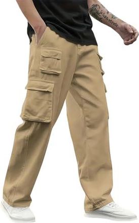Generic Pantalon l&eacute;ger et ample pour homme - Pour sports et activit&eacute;s d&eacute;t&eacute; - Respirant - Taille &eacute;lastique - S&eacute;chage rapide, kaki, XXL